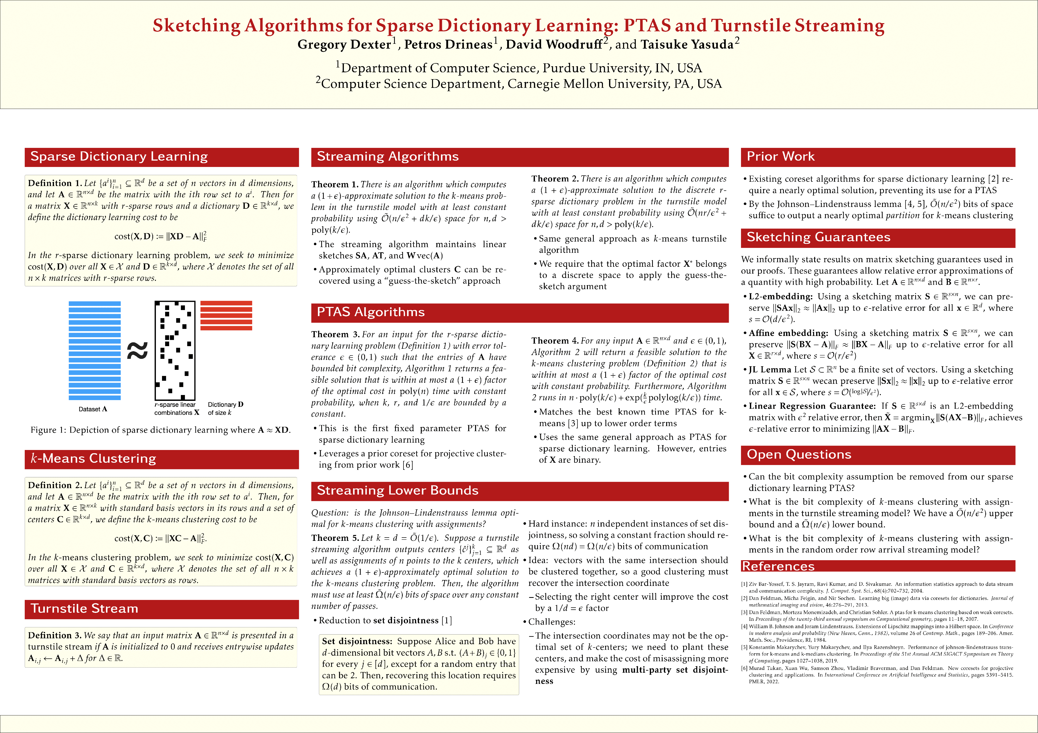 NeurIPS Poster Sketching Algorithms for Sparse Dictionary Learning: PTAS and Turnstile Streaming